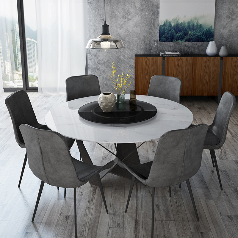 Light luxury round modern minimalist household ceramic dining table ...