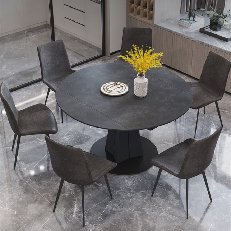 Modern and simple foldable ceramic round table | ceramic top dining table