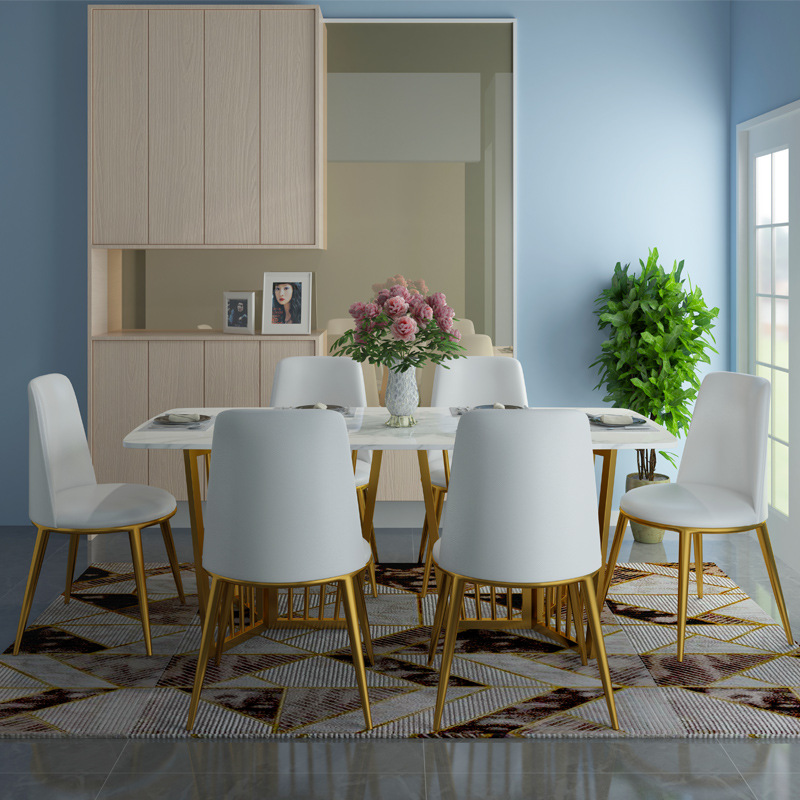 Nordic rectangular marble surface post-modern style ceramic top dining ...