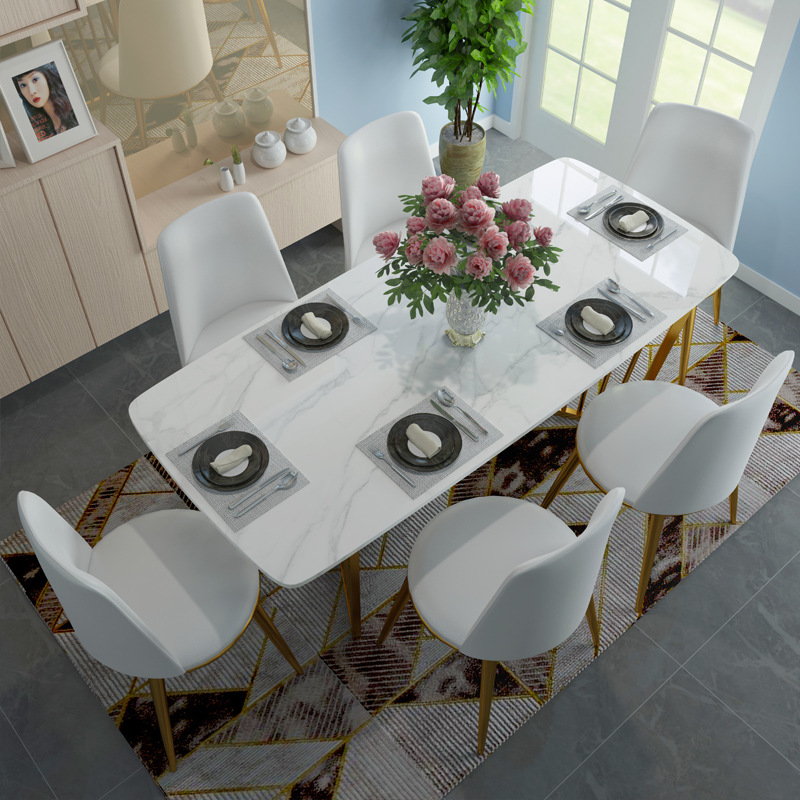 Nordic rectangular marble surface post-modern style ceramic top dining ...