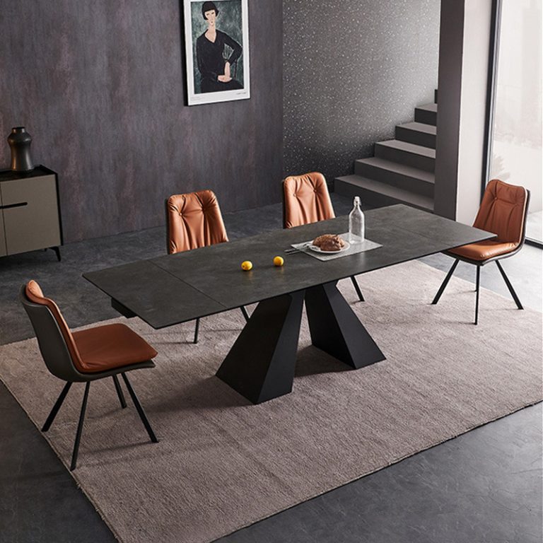 Italian minimalist retractable rectangular ceramic dining table