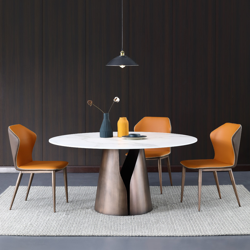 Modern style high-end light luxury ceramic turntable round dining table ...